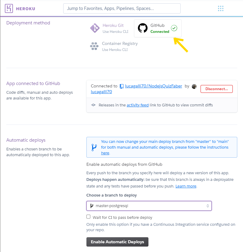 Créer une application Web dans Heroku